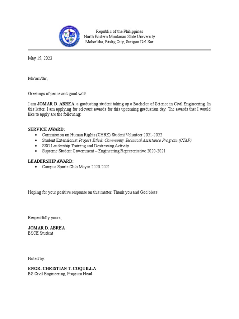 Application For Awards | PDF