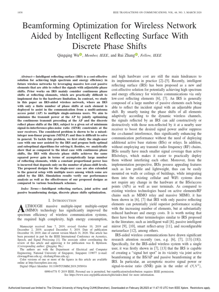 Beamforming Optimization For Wireless Network Aided by Intelligent Reflecting Surface With ...