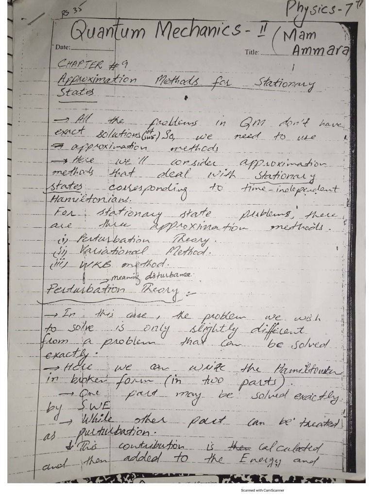 Quantum Mechanics Notes | PDF