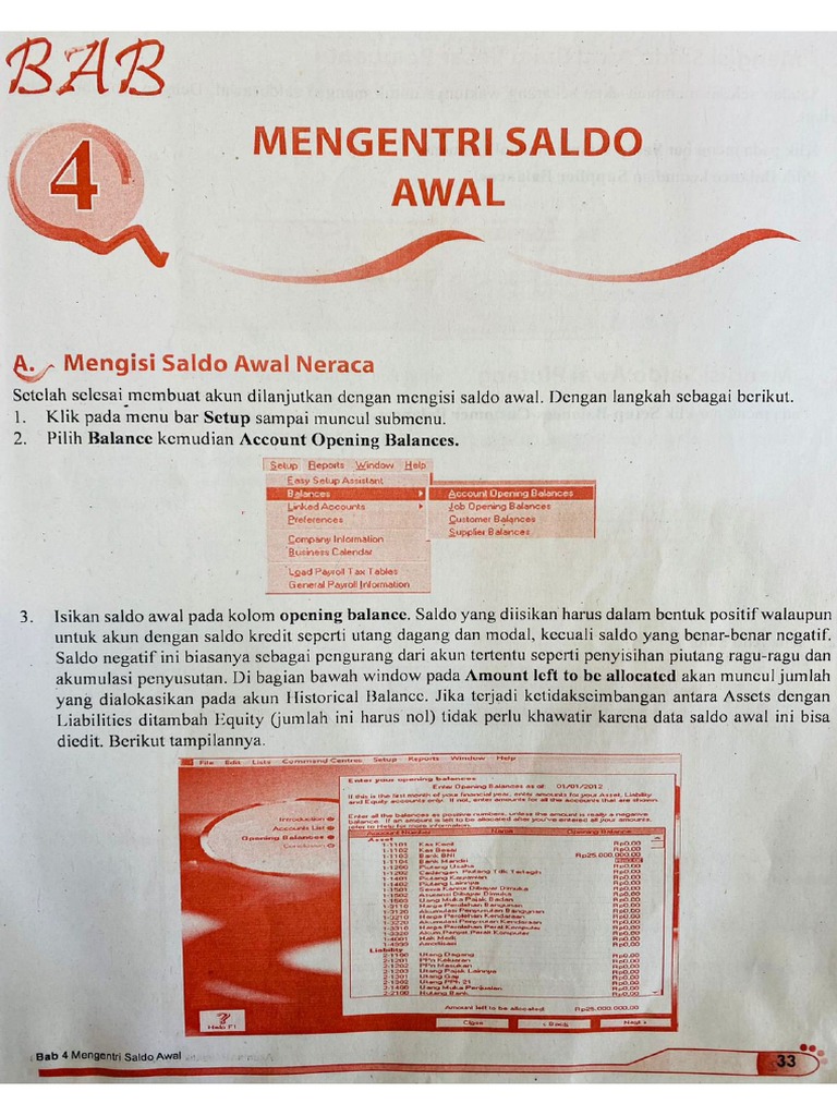 Bab 4 Mengentri Saldo Awal. | PDF