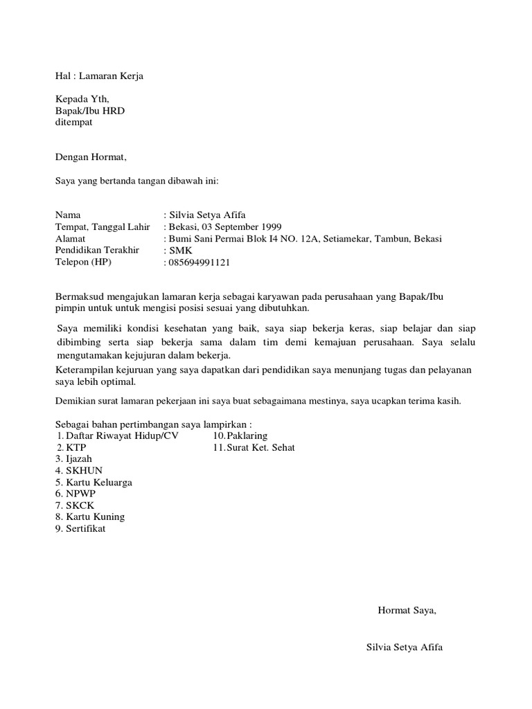 0 - CV Silvia Setya Afifa | PDF