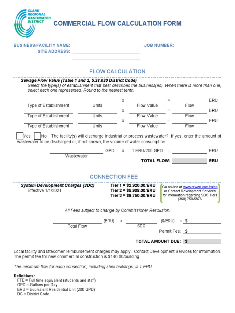 Commercial Flow Calculation | PDF | Sewage