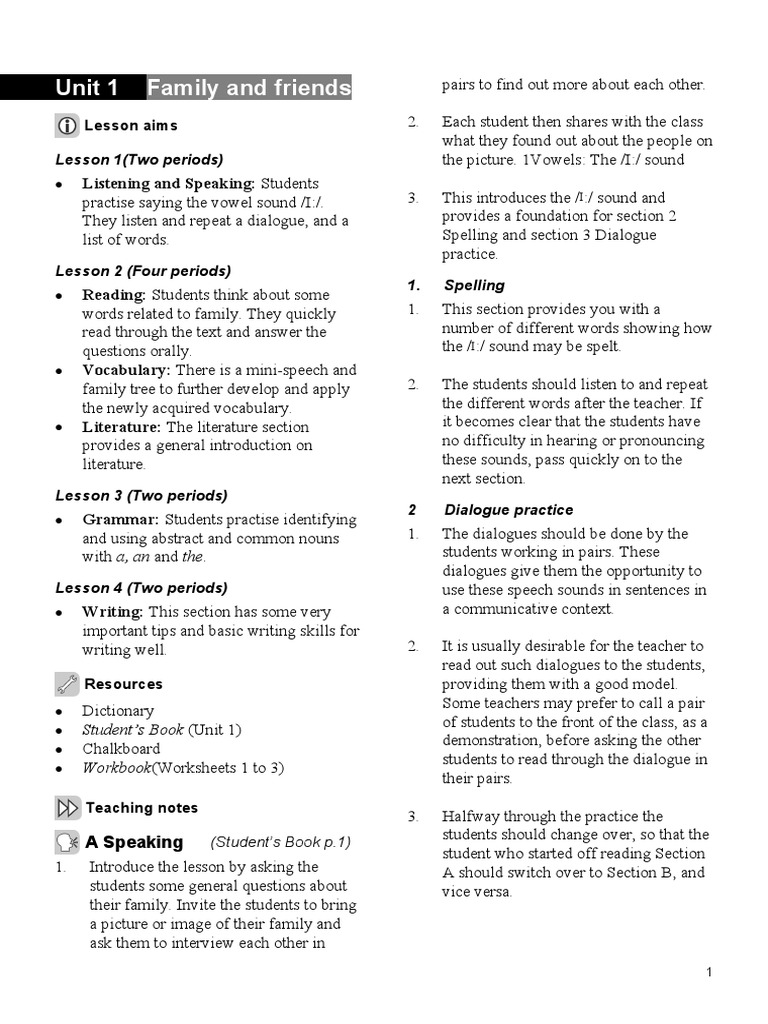 Family and Friends English Lessons | PDF | Vocabulary | Linguistics