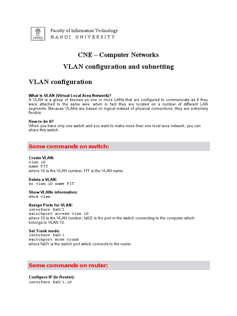 CNE Tutorial 13 - VLAN and Subnetting | PDF