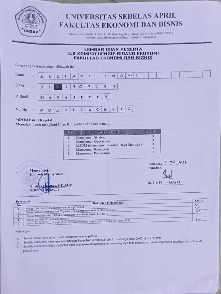 Formulir Kompre | PDF