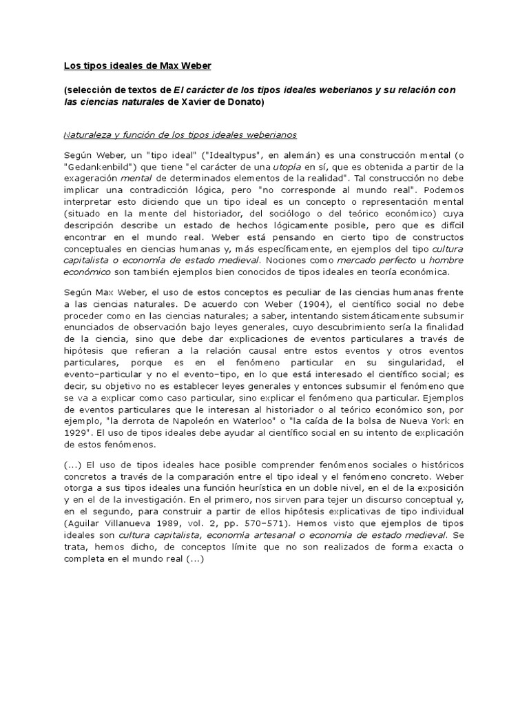 Tipos Ideales de Max Weber y su Función | PDF | Science | Teoría