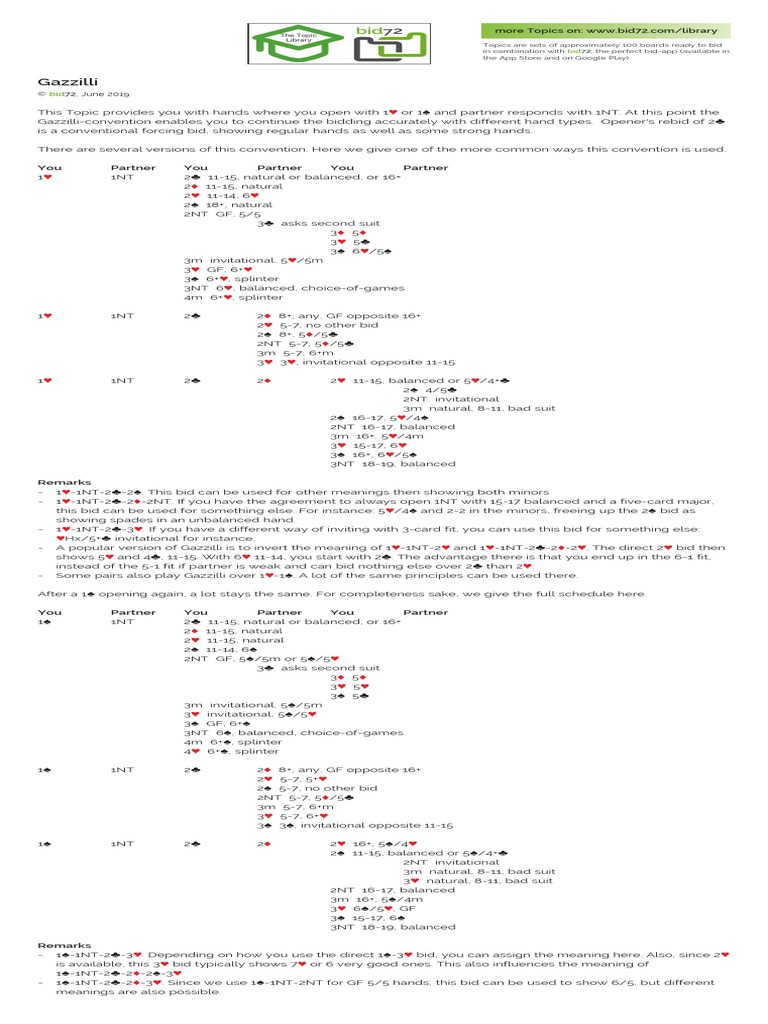 Gazzilli ENG | Download Free PDF | Contract Bridge