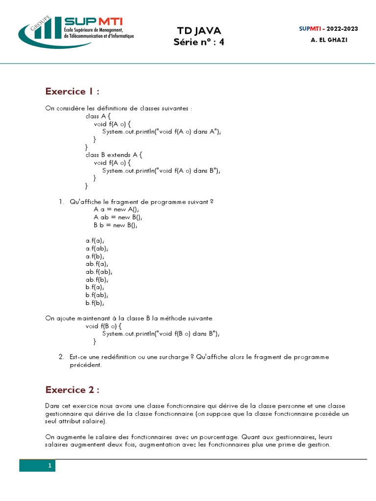 TD-TP Java | PDF | Java (Langage de programmation) | Programmation informatique
