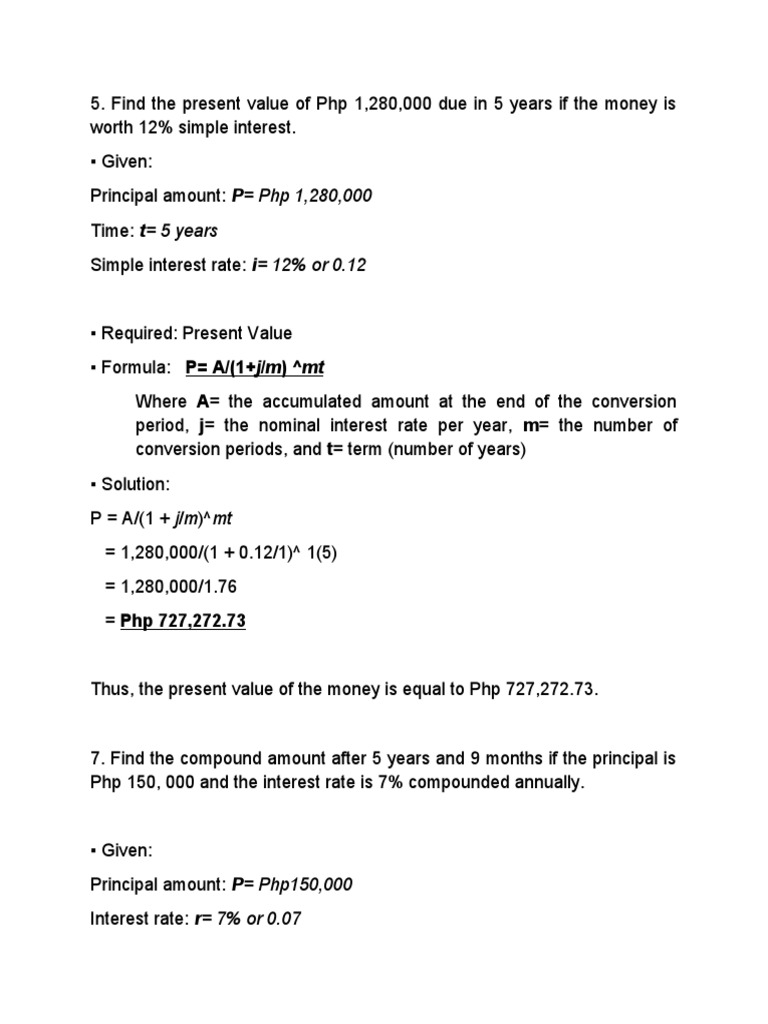 Present Value and Compound Amount Calculations | PDF