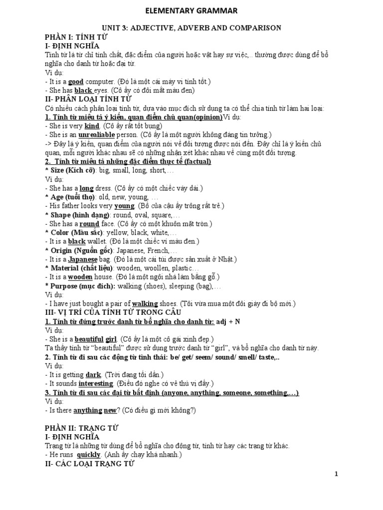 Unit 3 ADJ - ADV - COMPARISON 1 | PDF