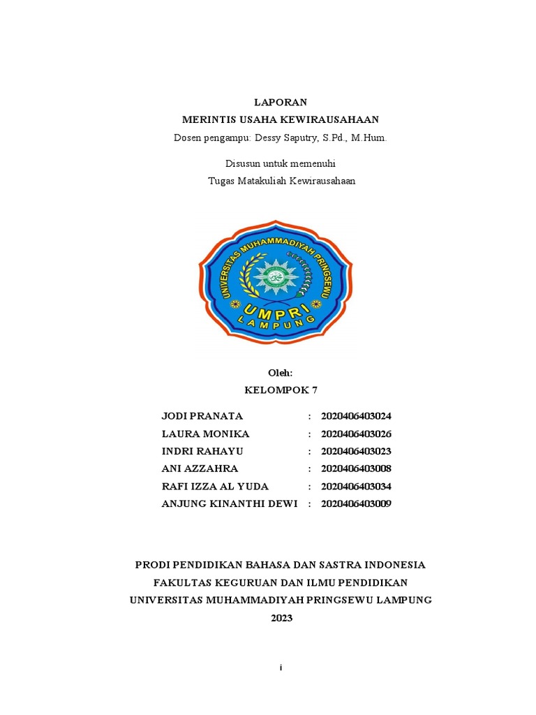 Laporan Kelompok Kewirausahaan Pdf