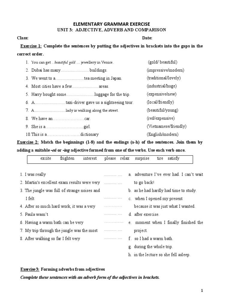 Unit 3 (bài tập) | PDF | Adverb | Semantic Units