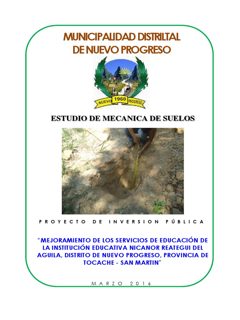 Informe de Mecanica de Suelos Terminado06-03-16 | PDF | Temblores | Fundación (Ingeniería)