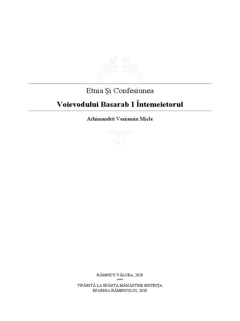 Etnia Și Confesiunea Voievodului Basarab I Întemeietorul | PDF