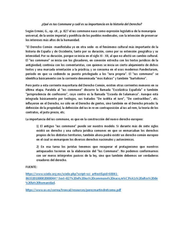 Qué Es Ius Commune y Cuál Es Su Importancia en La Historia Del Derecho ...