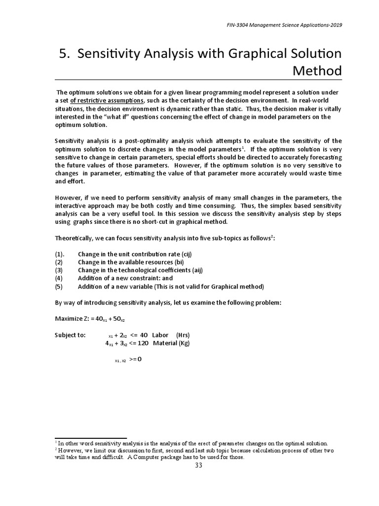 Chapter 05 Sensitivity Analysis Graphical | PDF | Mathematical Optimization | Sensitivity Analysis