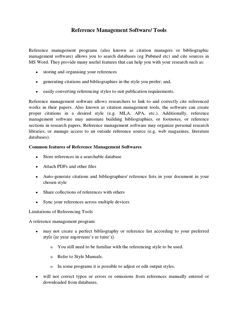 Reference Management Software | PDF | Software Development ...