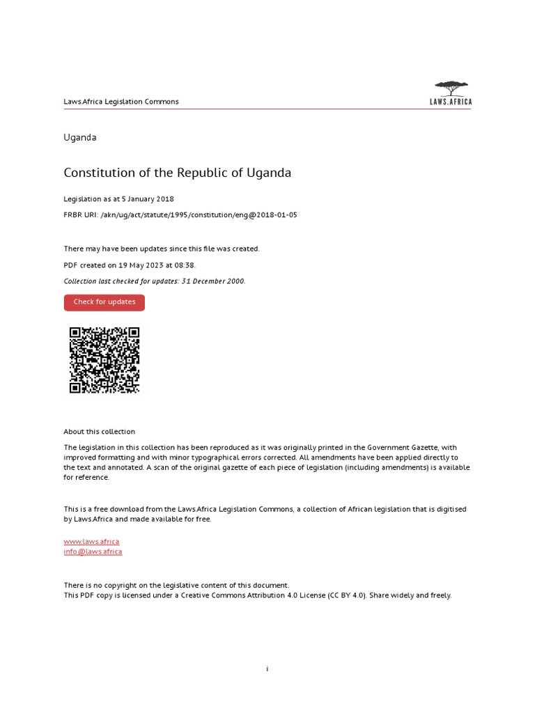 1995-Constitution of Uganda | PDF | Supreme Courts | Judiciaries