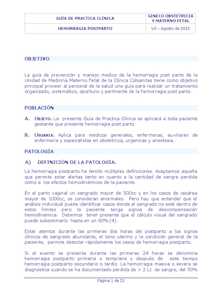 Guia_hemorragia_postparto_OSI | PDF | Parto | Reproducción humana
