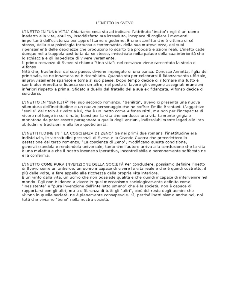 L'inetto in Svevo | PDF