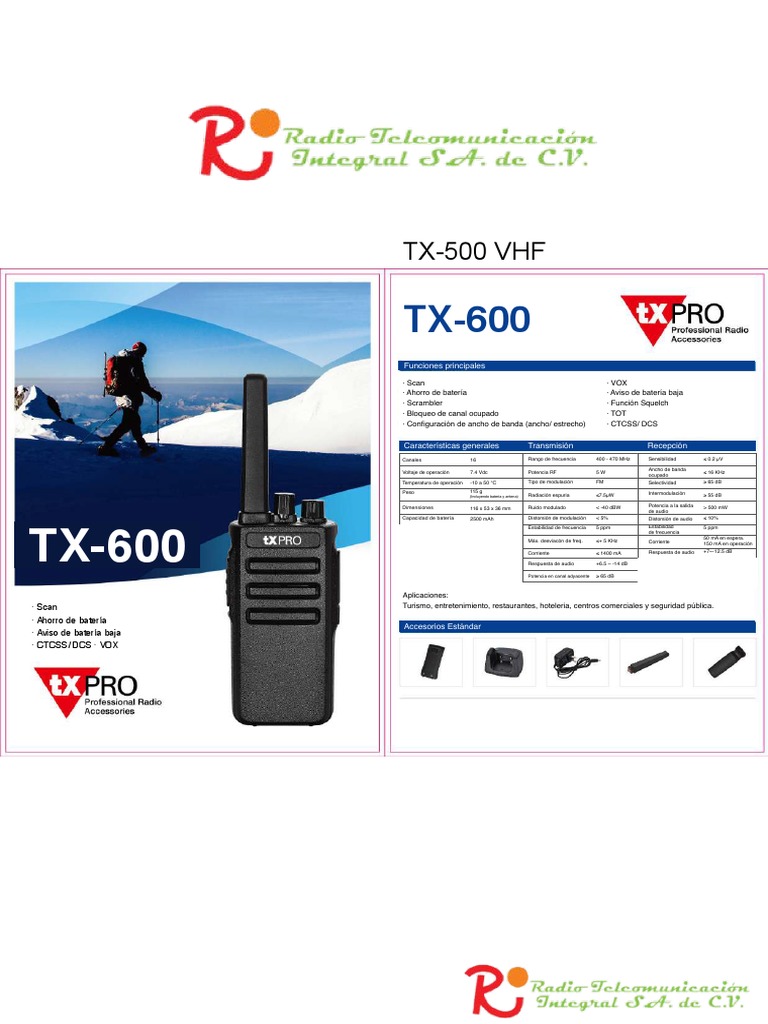 TX-600 brochure | PDF | Tecnología de radio | Electrónica