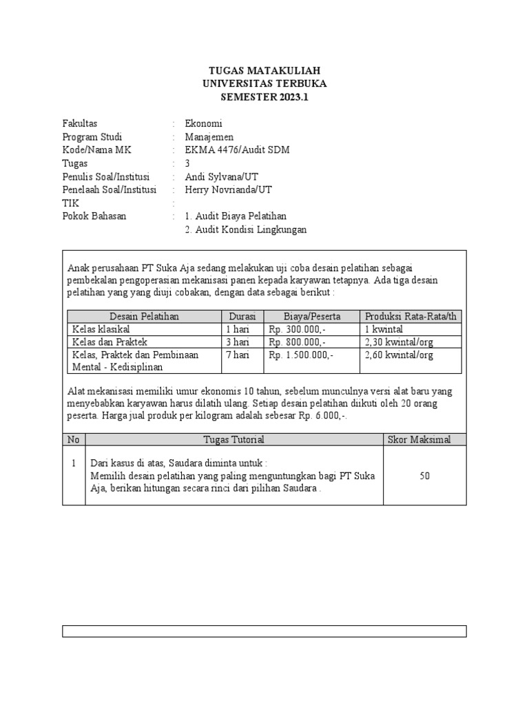 Tugas 3 Audit SDM | PDF | Bisnis