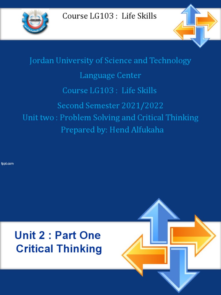 Lecture One-Unit Two Part One - Critical Thinking | PDF