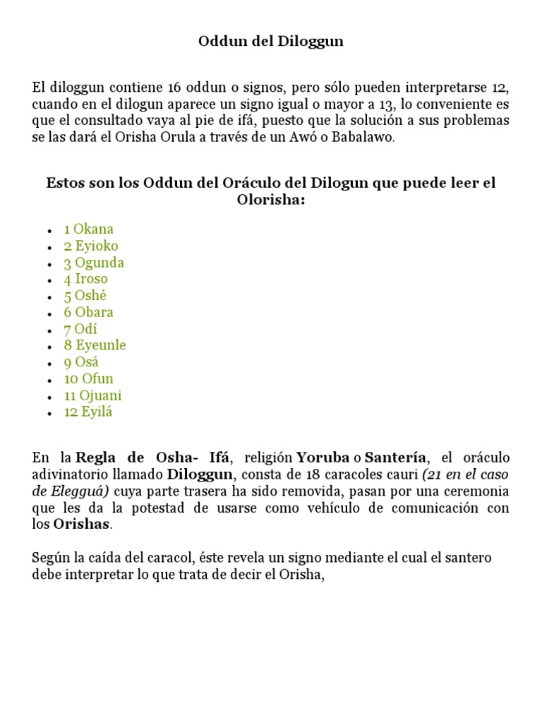 Oddun del Diloggun: Signos y Significados | PDF | Religión étnica ...