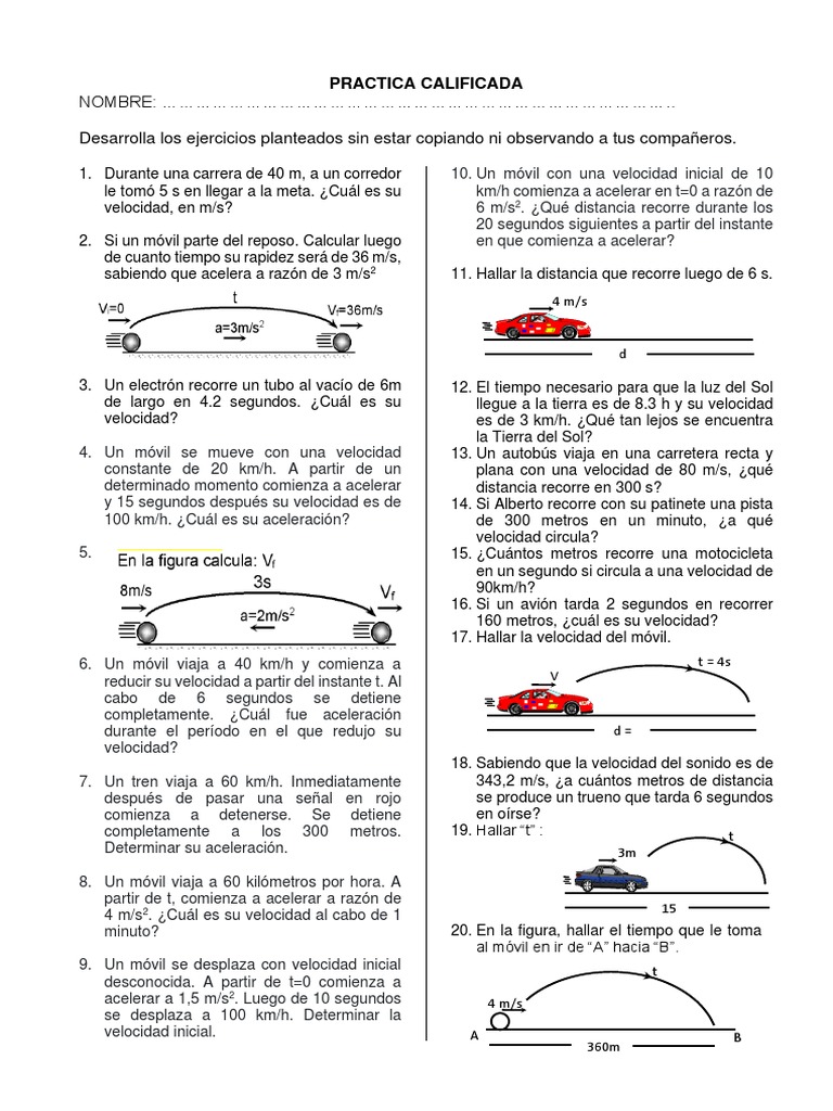 Practica de Mruv 2 e | PDF | Velocidad