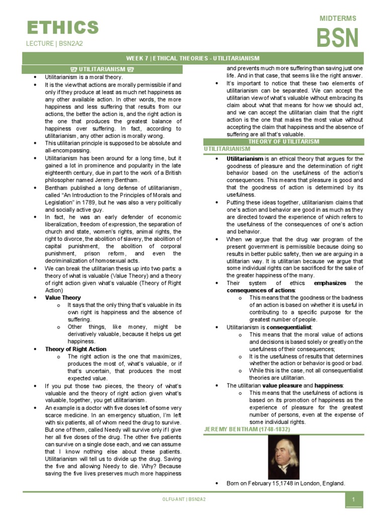 Ethics Reviewer Olfu Ant Created by Bsn2a2 | PDF | Utilitarianism ...