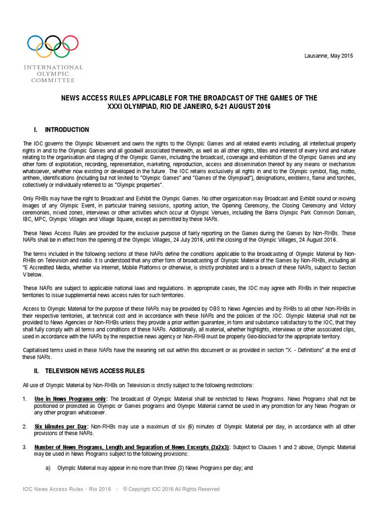 IOC News Access Rules - Rio 2016 - EN Final | PDF | Computer Network ...