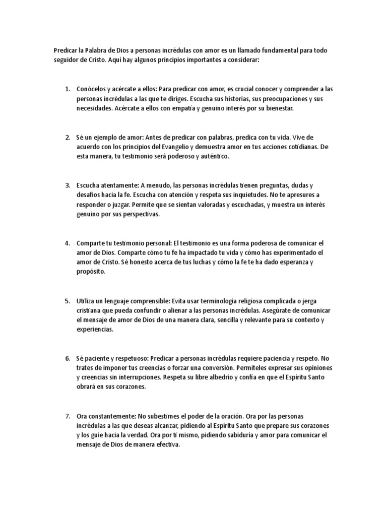 Predicar La Palabra de Dios A Personas Incrédulas Con Amor Es Un ...