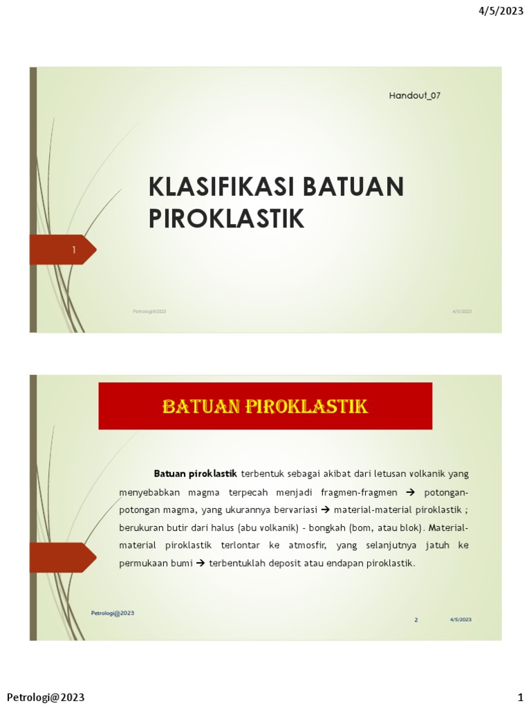 Pet - 07 Klasifikasi Batuan Piroklastik | PDF