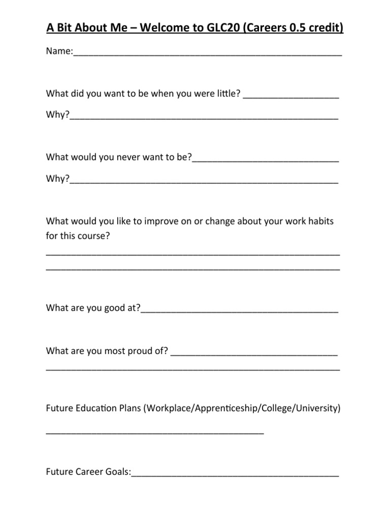 GLC20 Career Reflection Worksheet | PDF | Self-Improvement
