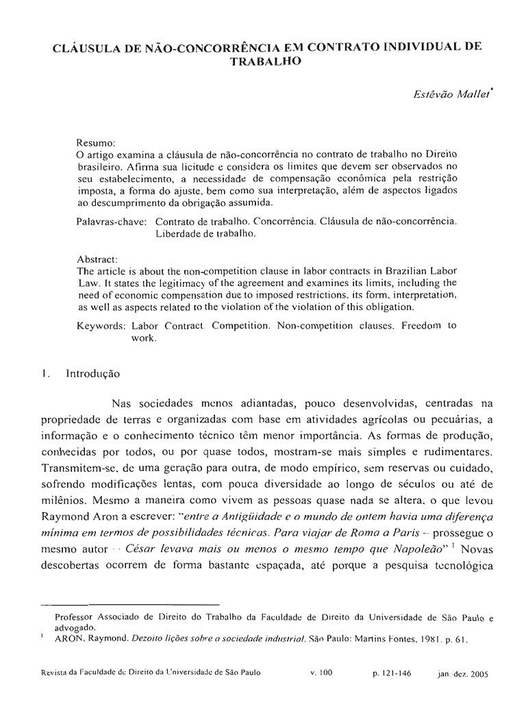 Cláusula de Não Concorrencia. | PDF | Constituição | Justiça