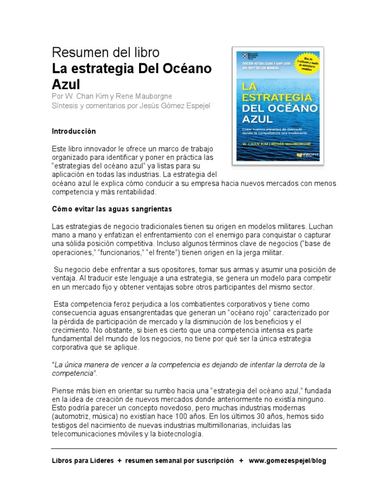 Resumen Del Libro La Estrategia Del Oceno Azul - Compressed | PDF