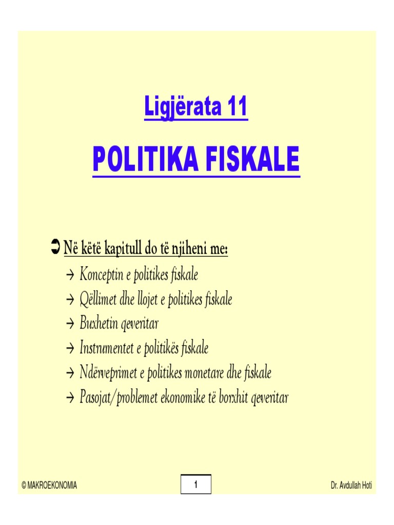 Politika Fiskale: Ligjërata 11 | PDF