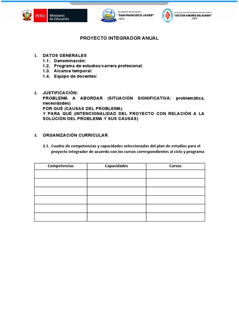 FORMATO PROYECTO INTEGRADOR[1] | PDF | Plan de estudios | Modificación de comportamiento