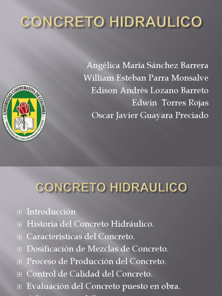 Presentacion Concreto Hidráulico | PDF | Hormigón | Cemento