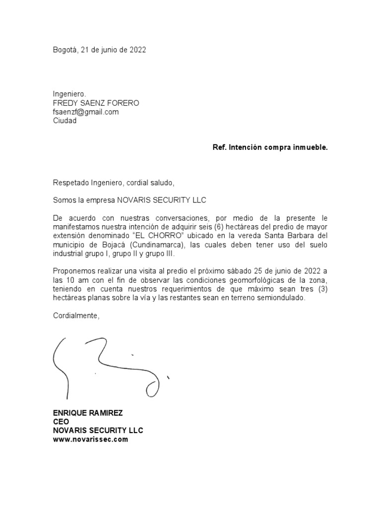 FORMATO CARTA DE INTENCION COMPRA INMUEBLE.doc | PDF