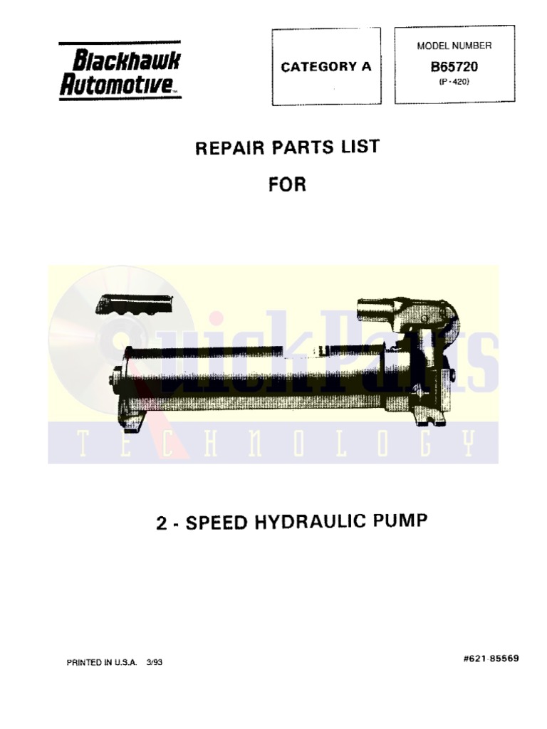 Blackhawk B65720 Series A Two-Speed Hydraulic Pump | PDF