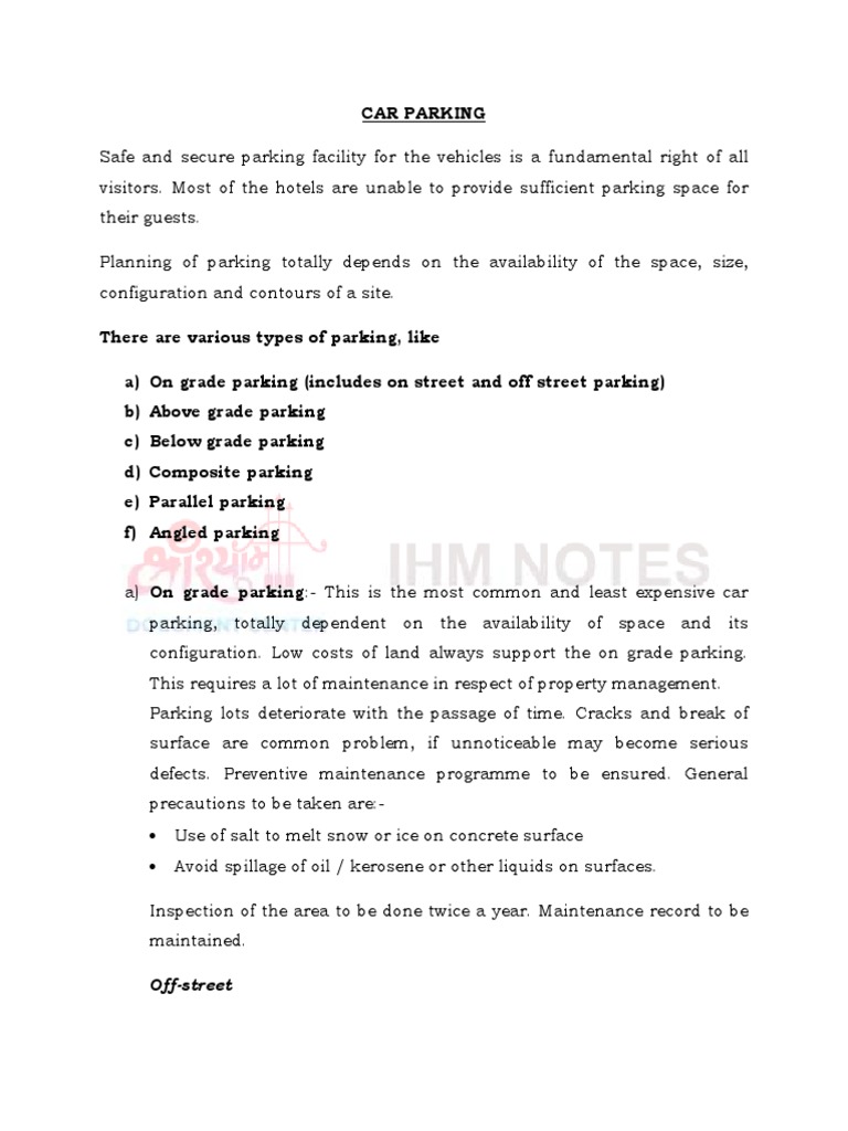 Car Parking Notes | PDF | Parking | Transport