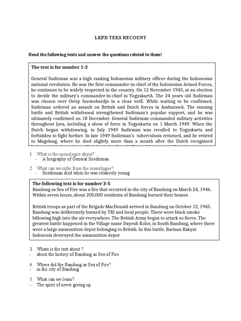 LKPD Teks Recount | PDF | History