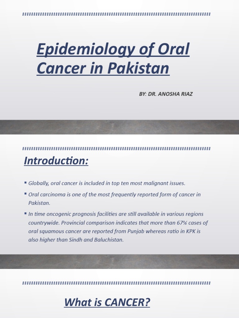 Oral Cancer Epidemiology in Pakistan | PDF | Self-Improvement | Wellness