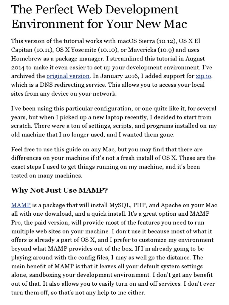 A Perfect Web Development Setup For Your Mac | PDF | Mac Os | Xcode