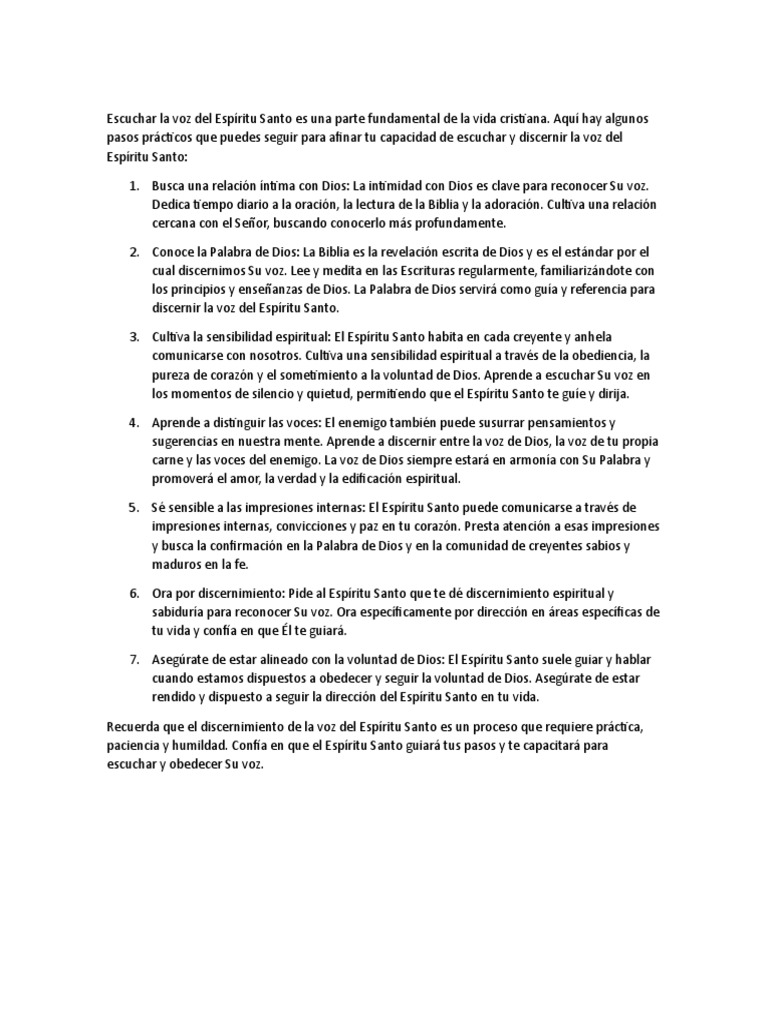 Escuchar La Voz Del Espíritu Santo Es Una Parte Fundamental de La Vida ... Escuchar La Voz Del Espíritu Santo Es Una Parte Fundamental de La Vida ...