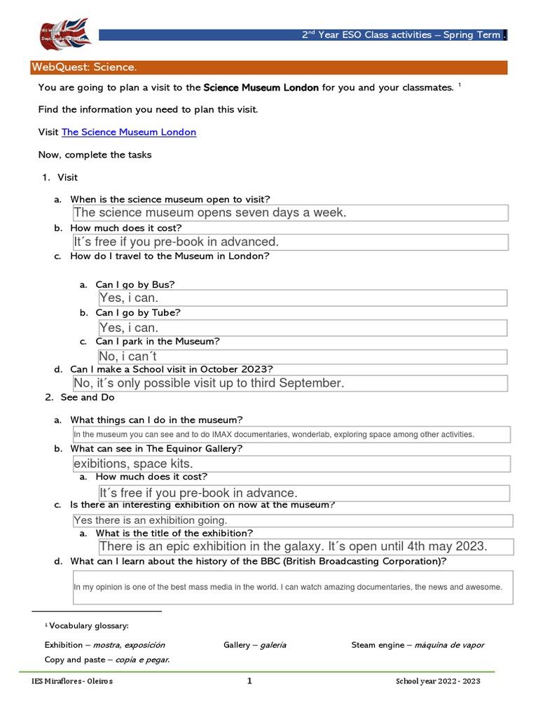 Webquest Science Museum London | PDF