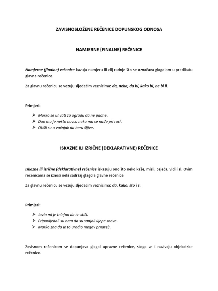 Zavisnoslozene Recenice Iii | PDF