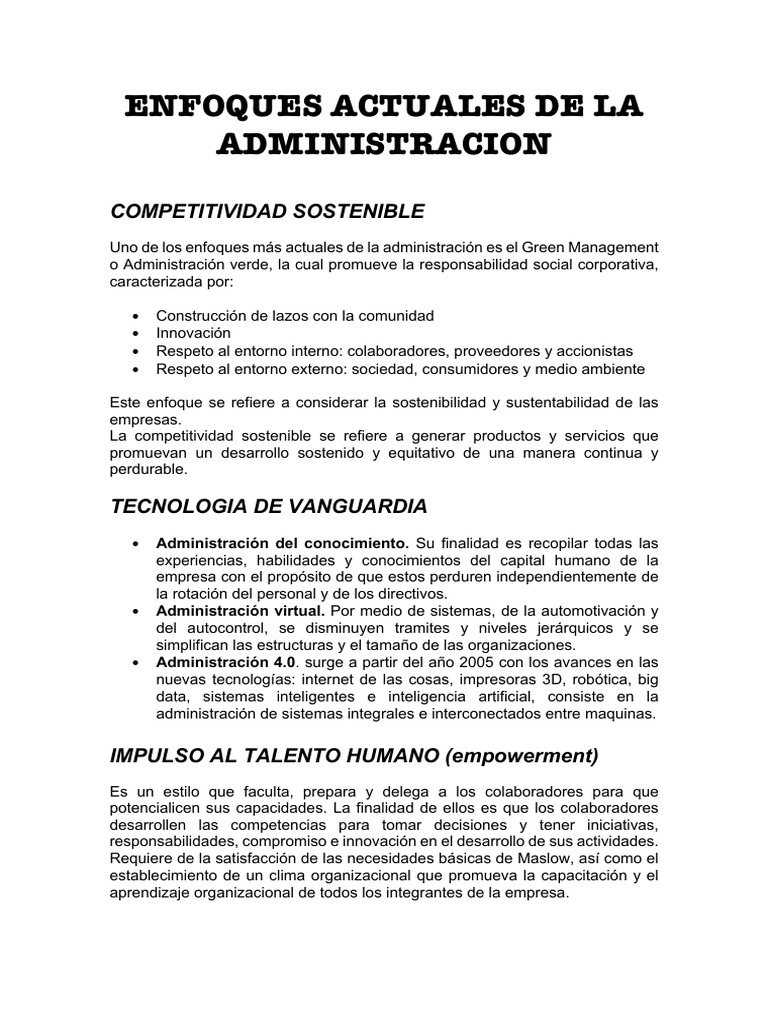Enfoques Actuales de La Administracion | PDF | Calidad (comercial) | Iniciativa empresarial