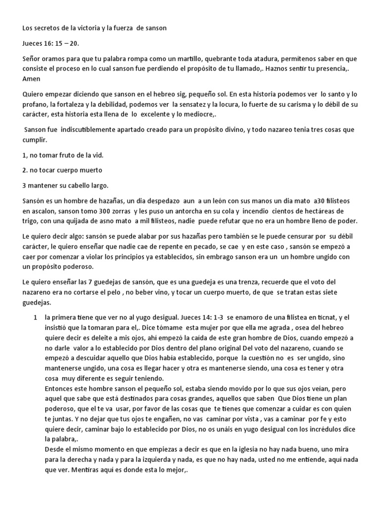 Las Siete Guedejas de Sanson | PDF | Sansón | Dios